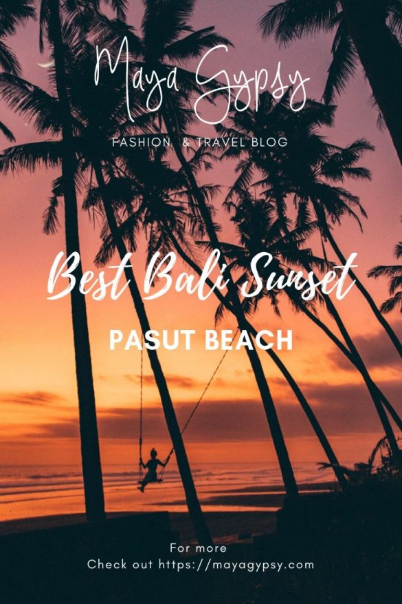 Pasut beach, best sunset spot in Bali. Palm tree lined sunset near Canggu.